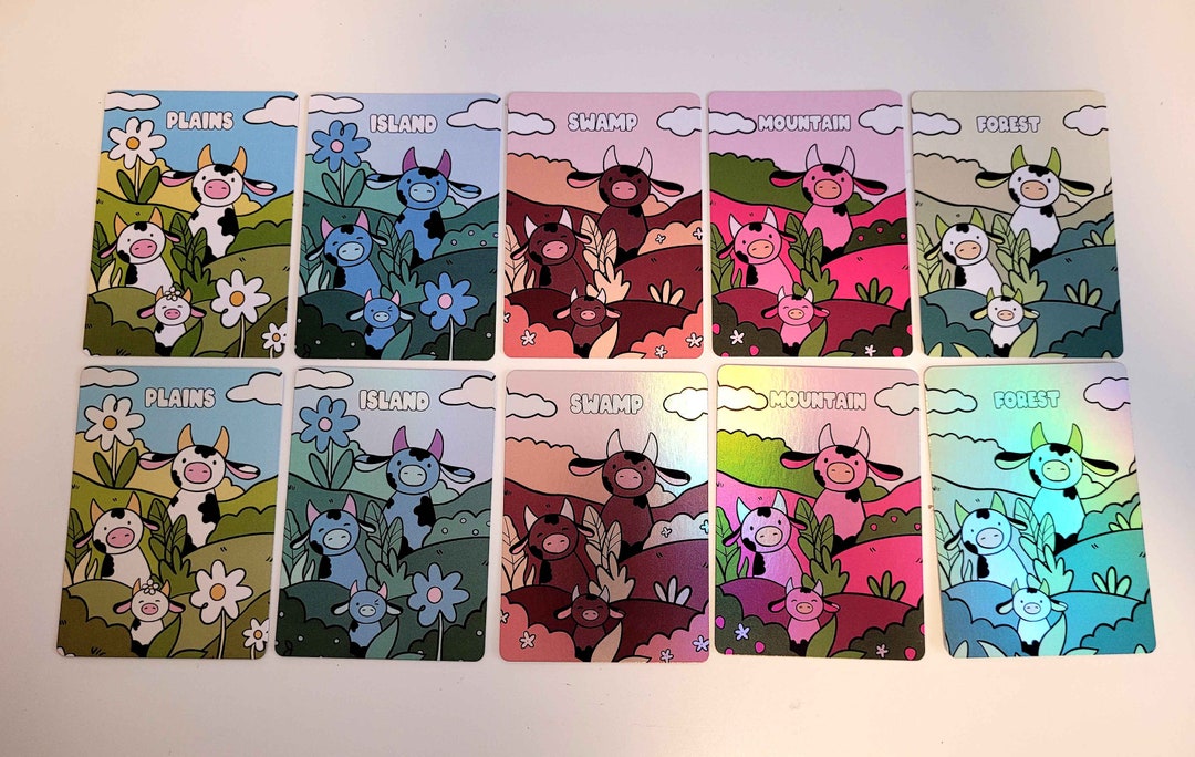 Magic the Gathering Mana Tokens - Cow Lands - Holo or Non Holo - Etsy