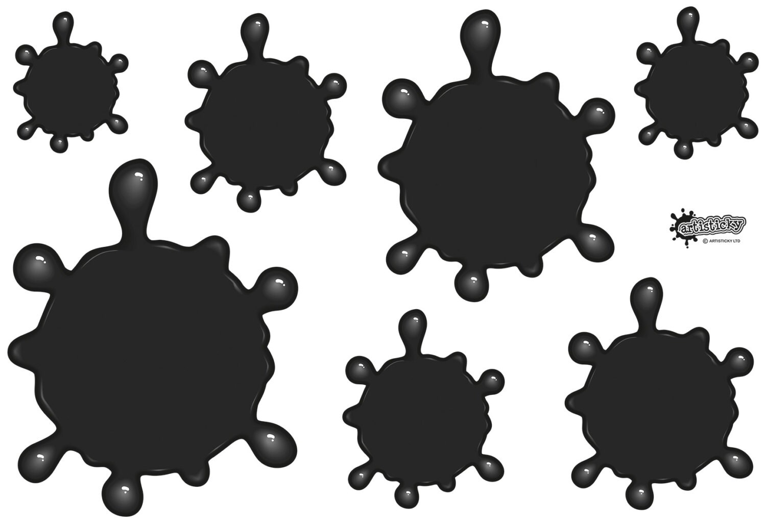 7 Funky Black Laminated Splat STICKERS. Freepost UK - Etsy