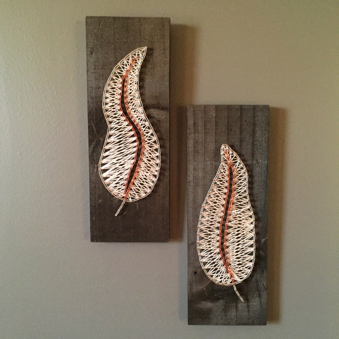 Custom String Art Natural Leaves Set of 2 | Etsy
