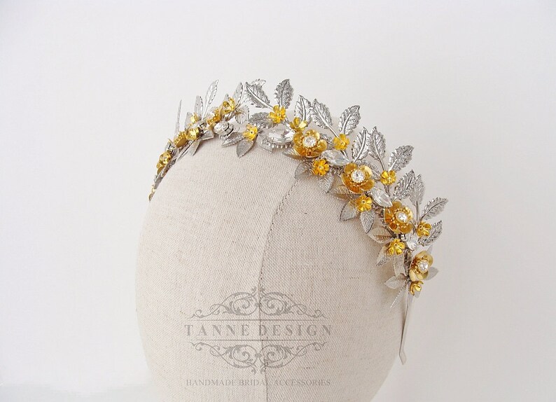 Silver Gold Leaf Crown Wedding Leaf Tiara Roman Costume | Etsy