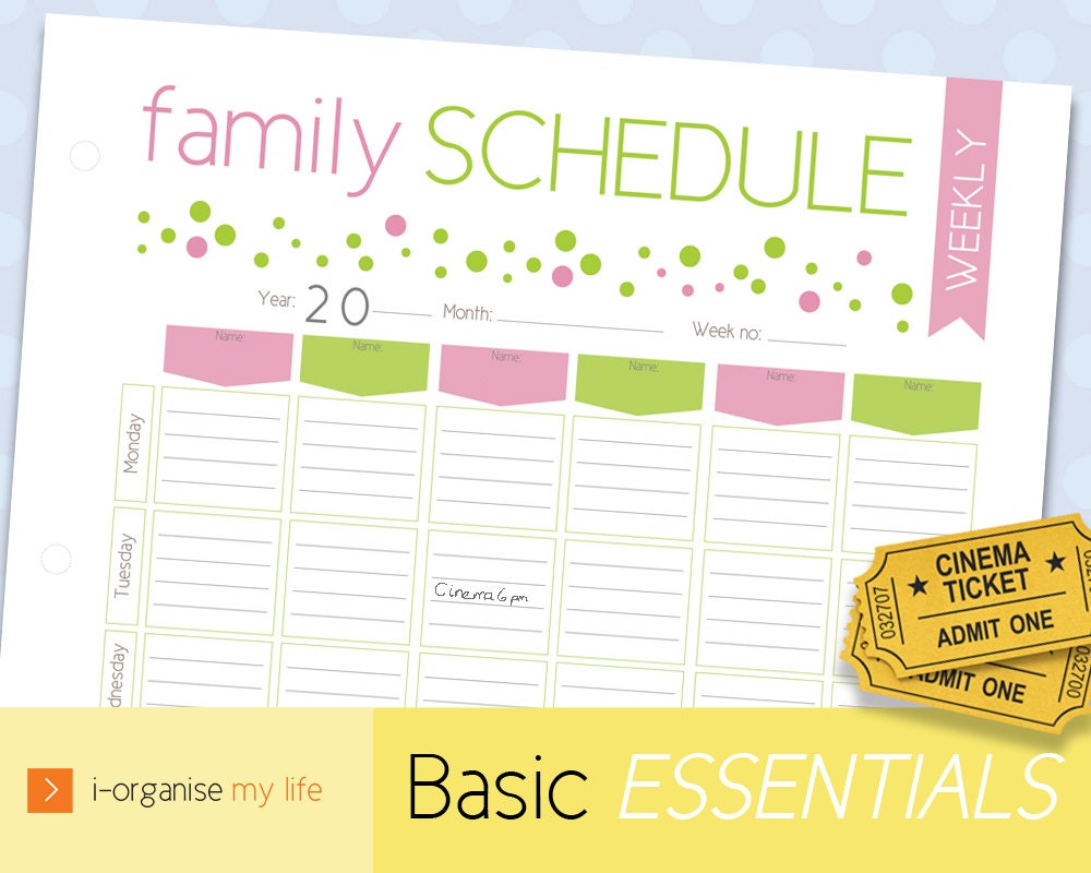 Family Planner, Family Organiser, Weekly Planner, Weekly Organiser ...