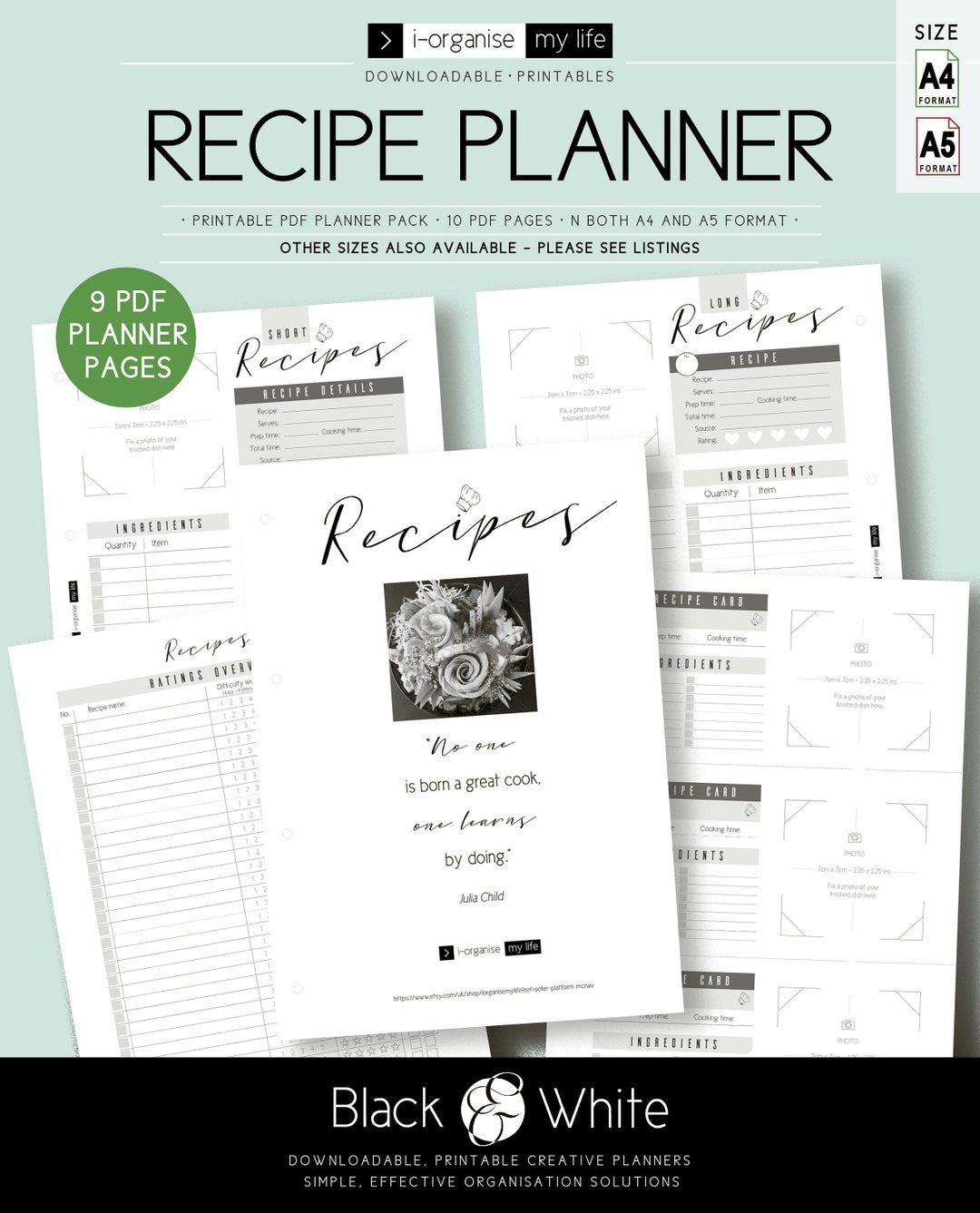 Recipe Planner With Recipe Cards, Cooks Organiser, Chefs Food Planner ...