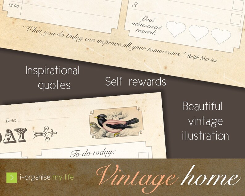 DAILY PLANNER Vintage Style Download and Print Daily - Etsy
