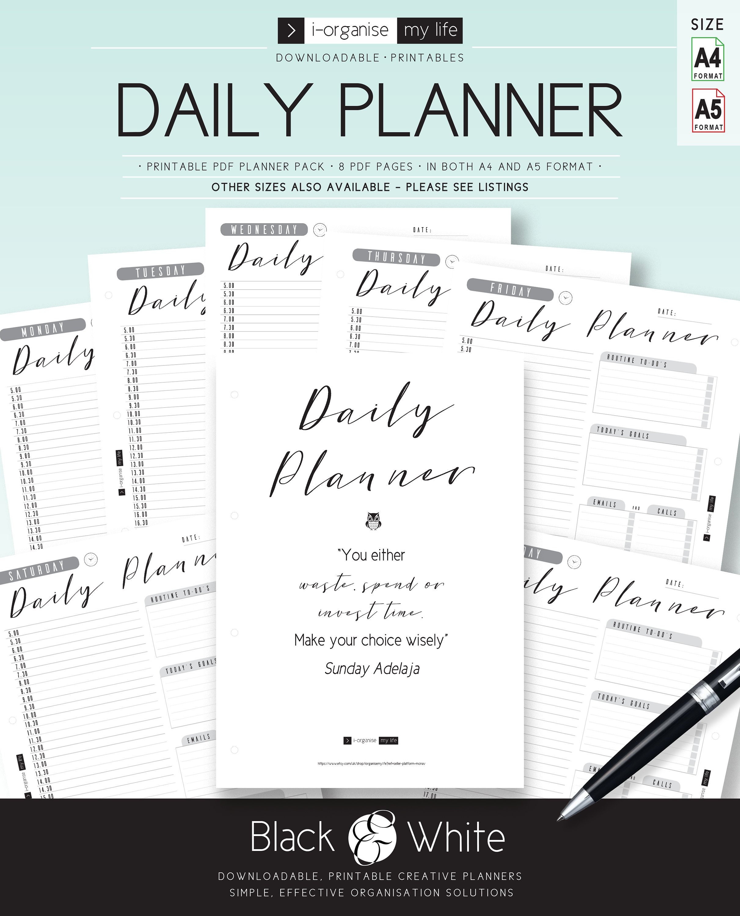 Daily Planner Desk Planner Weekly Planner Daily Agenda to - Etsy