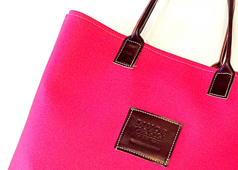 PINK Rubber Fabric Tote Bag Handmade Fabric Tote Bag - Etsy