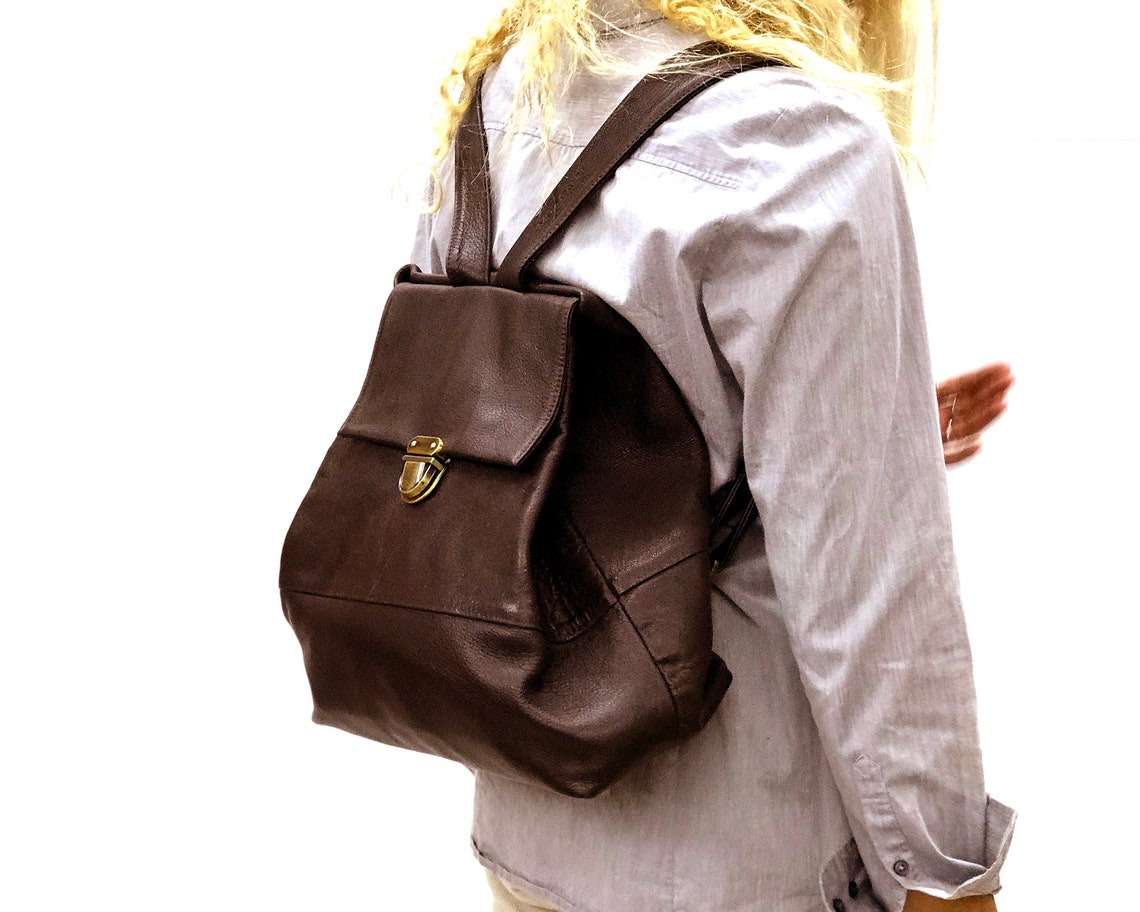 Dark Brown Leather Backpack Leather Rucksack in Dark Brown - Etsy