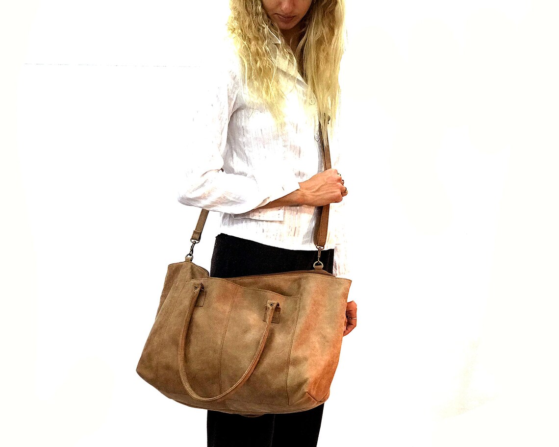 Convertible Crossbody Leather Purse Bag Extra Large Brown | Etsy