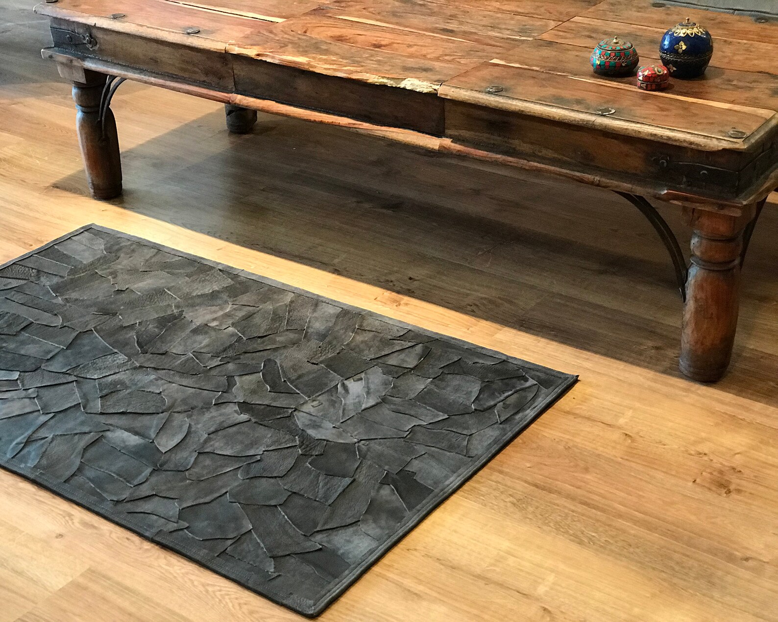 Small Carpet Rug Patchwork Leather Rug Small Runner Rug Handmade Rug ...