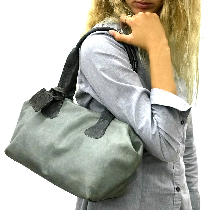 Small Leather Purse Bag Gray Women Leather Handbag Leather | Etsy