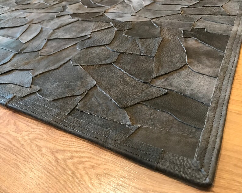 Small Carpet Rug Patchwork Leather Rug Small Runner Rug Handmade Rug ...