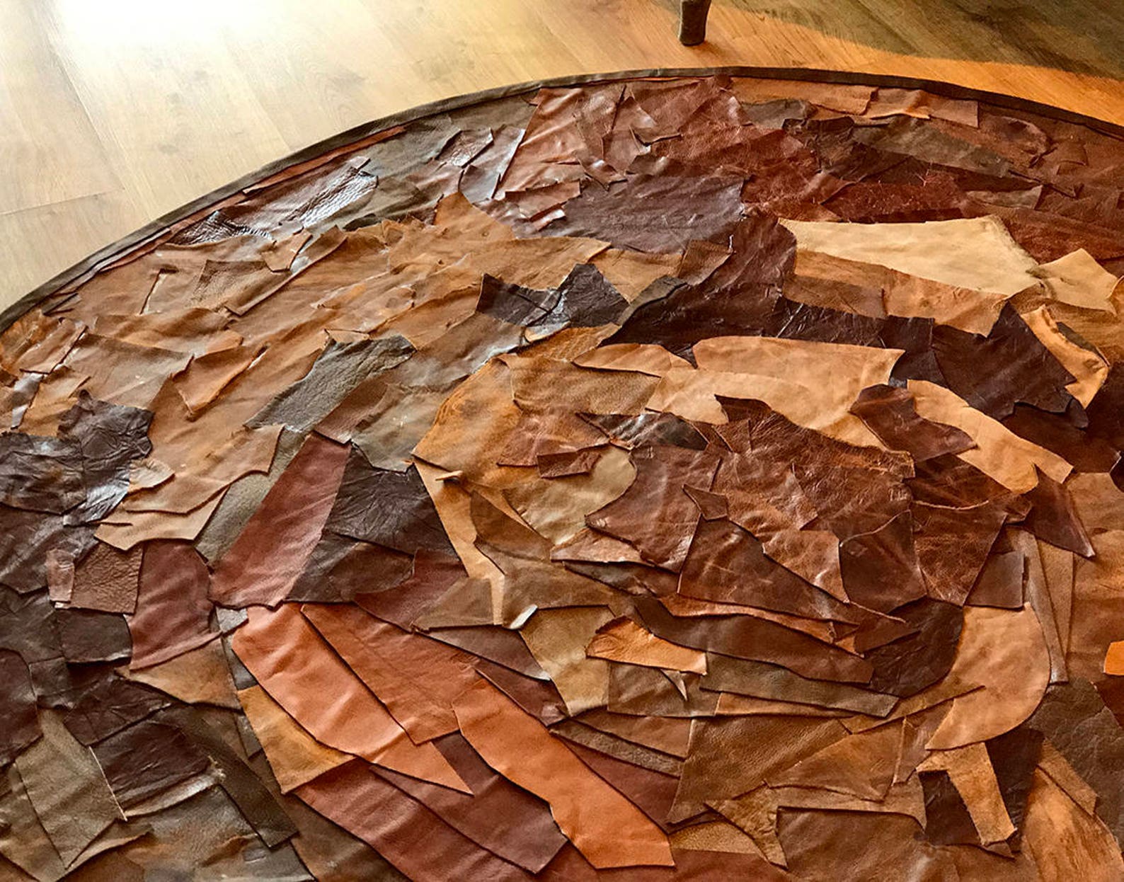 Circular Leather Rug 160 Cm/5'3 Leather Carpet Round Leather Rug ...