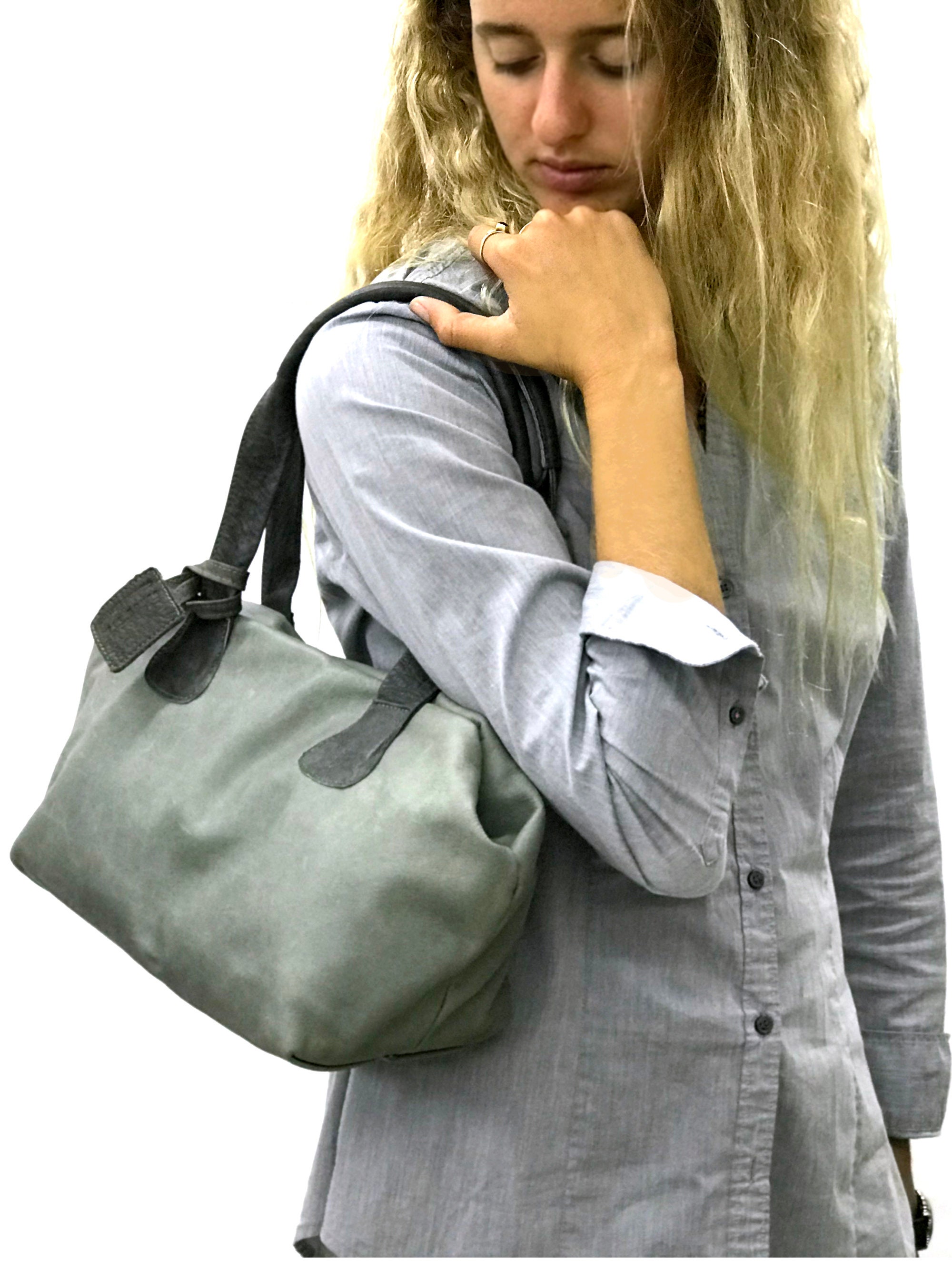 Small Leather Purse Bag Gray Women Leather Handbag Leather | Etsy