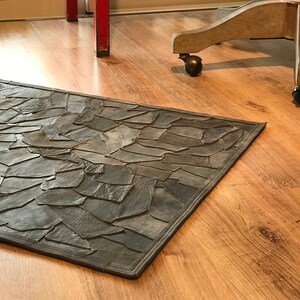Small Carpet Rug Patchwork Leather Rug Small Runner Rug Handmade Rug ...