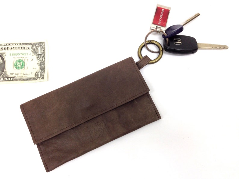 Womens Wallet Brown Leather Wallet on a Keychain Key Ring | Etsy