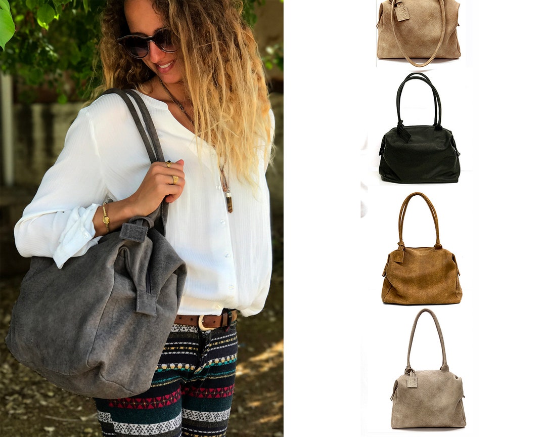 Leather Zipper Bag Leather Zipper Handbag Medium Leather Purse Handmade ...