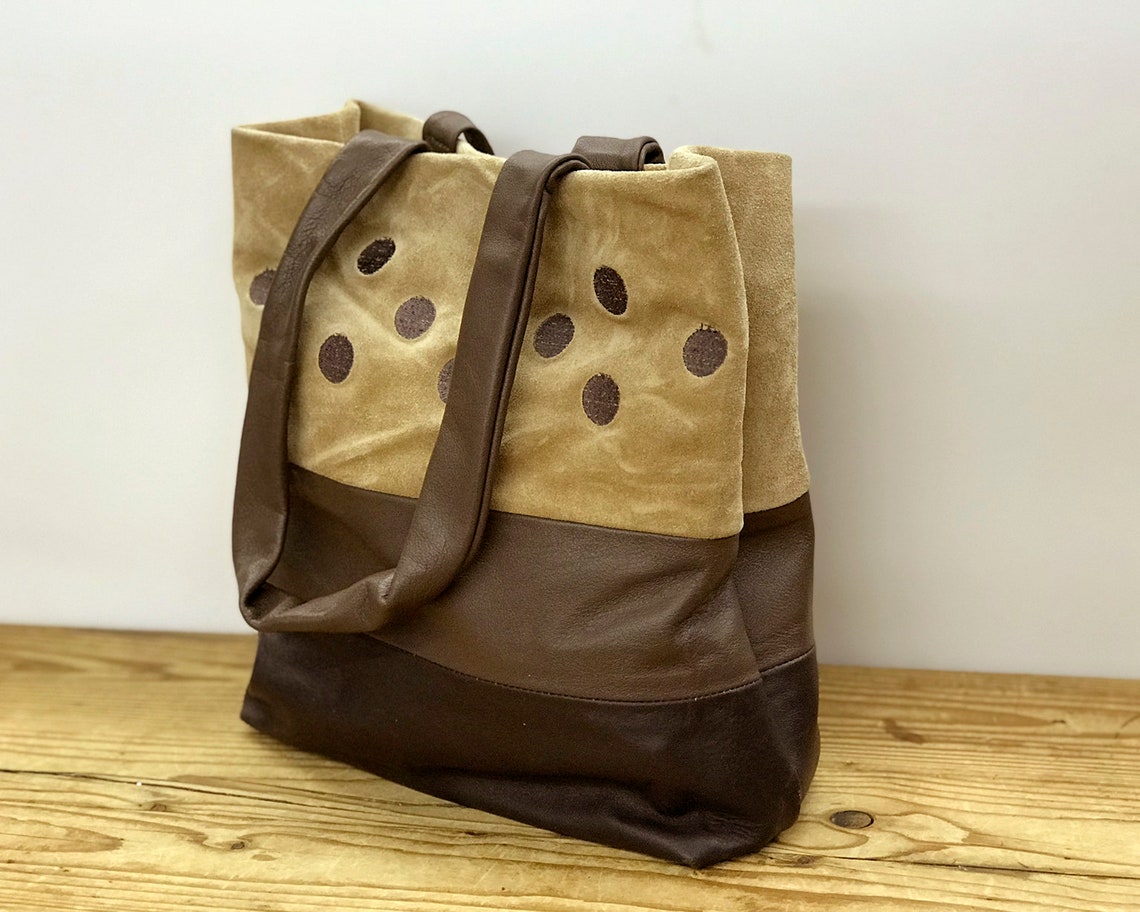 Suede Leather Tote Purse Small Bag Beige Handbag Handmade With - Etsy
