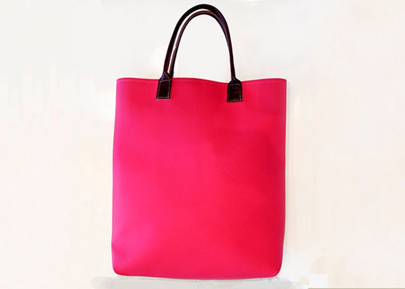 PINK Rubber Fabric Tote Bag Handmade Fabric Tote Bag - Etsy