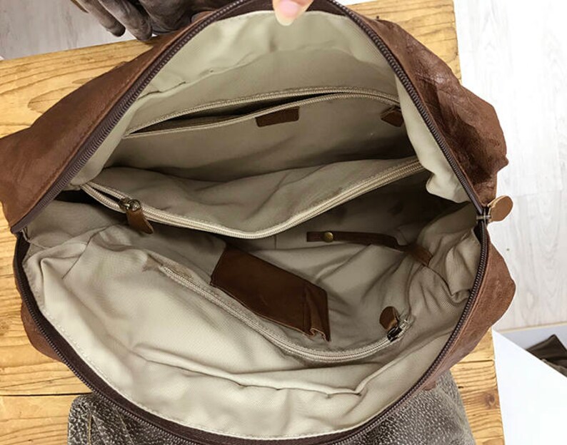 Black Leather Backpack Women Zipper Rocksack Front Pocket | Etsy