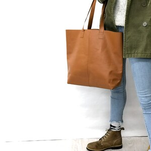 Leather Bag Sturdy Brown Leather Tote Bag Woman Bag Everyday Bag Roomy ...