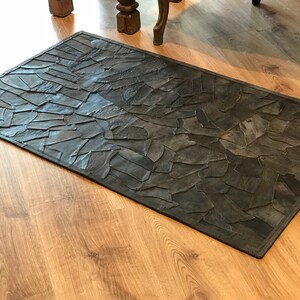 Small Carpet Rug Patchwork Leather Rug Small Runner Rug Handmade Rug ...