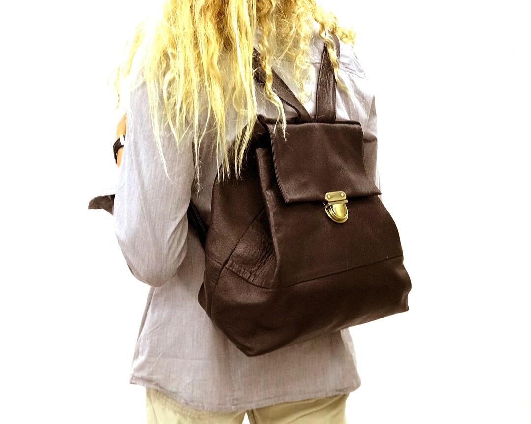 Dark Brown Leather Backpack Leather Rucksack in Dark Brown Soft Leathe ...