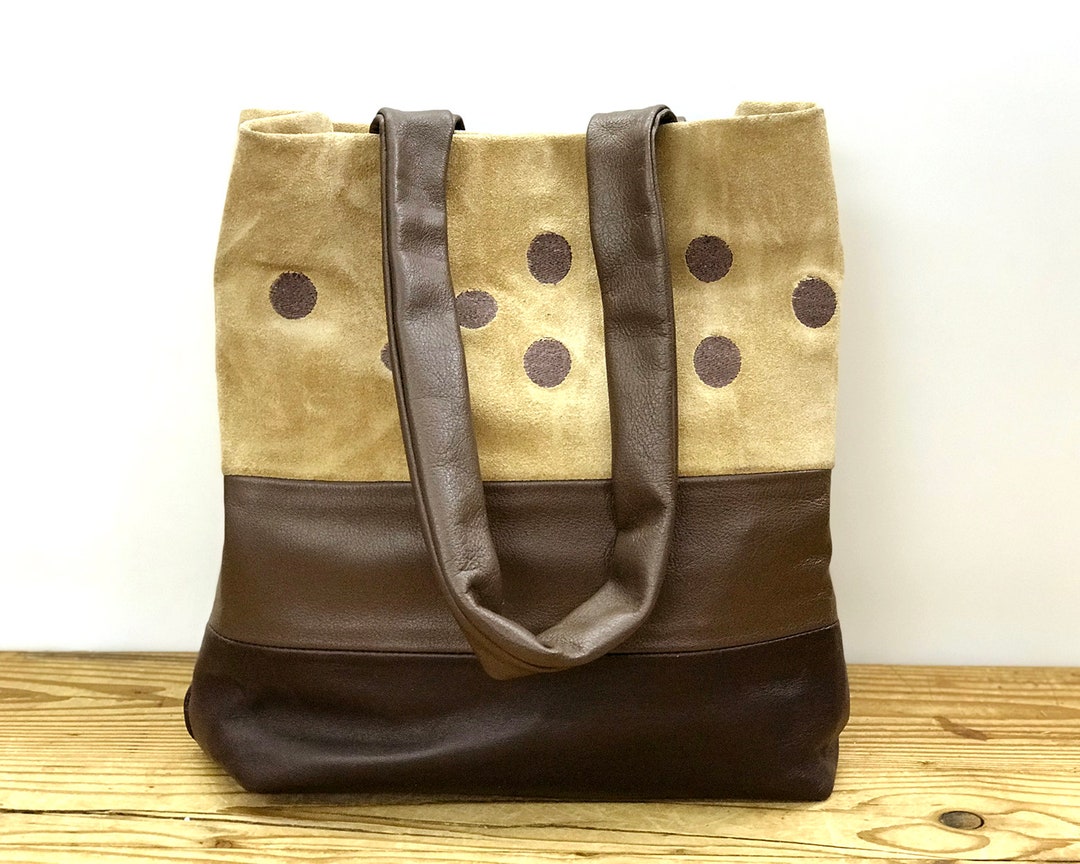 Suede Leather Tote Purse Small Bag Beige Handbag Handmade With Love ...