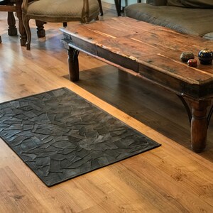 Small Carpet Rug Patchwork Leather Rug Small Runner Rug Handmade Rug ...