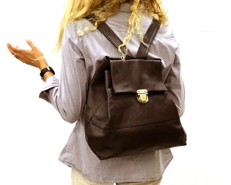 Dark Brown Leather Backpack Leather Rucksack in Dark Brown - Etsy