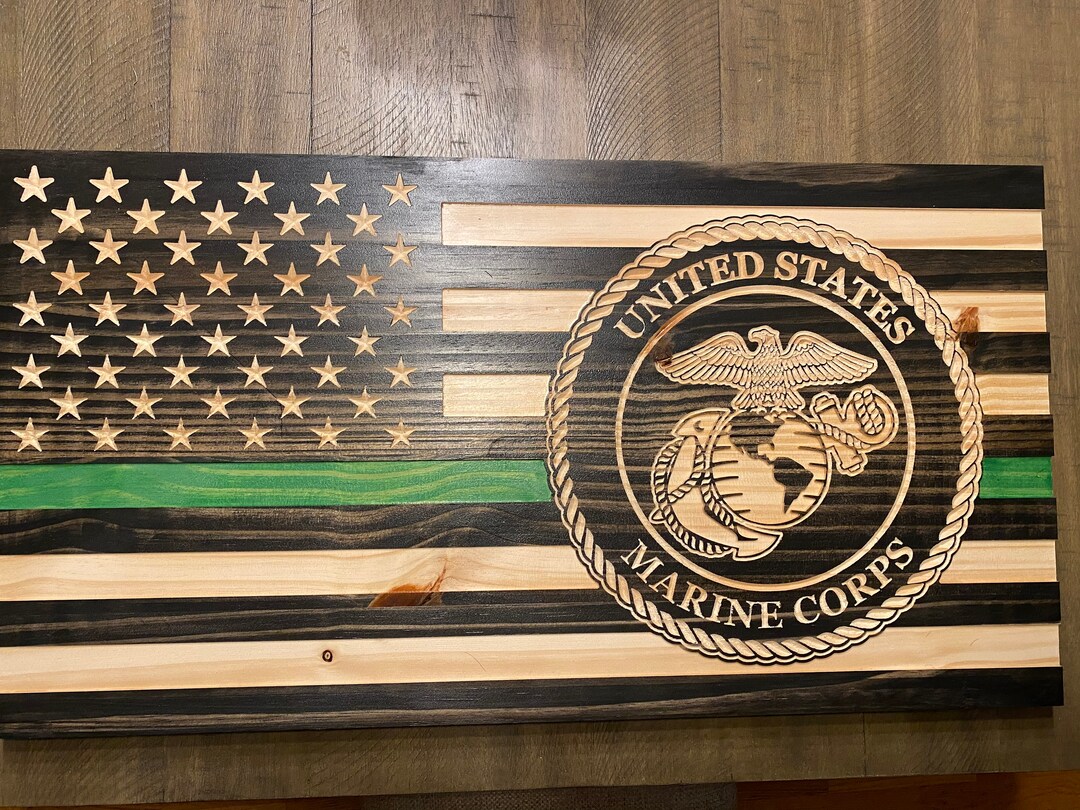 US Marine Corps Seal Thin Green Line Flag - Etsy