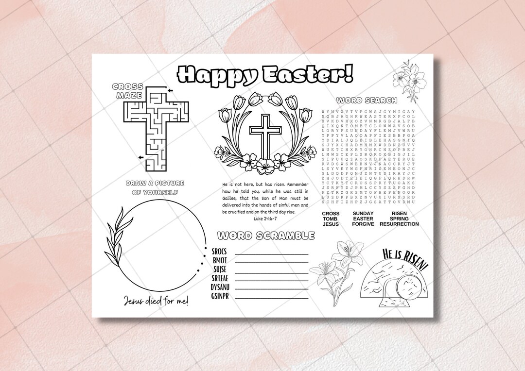 Easter Placemat - Printable Coloring and Activity Sheet for Kids ...