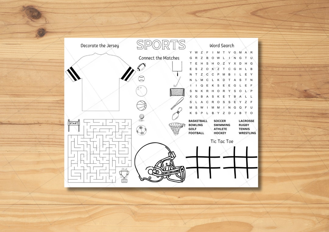 Sports Placemat - Printable Coloring and Activity Sheet for Kids ...