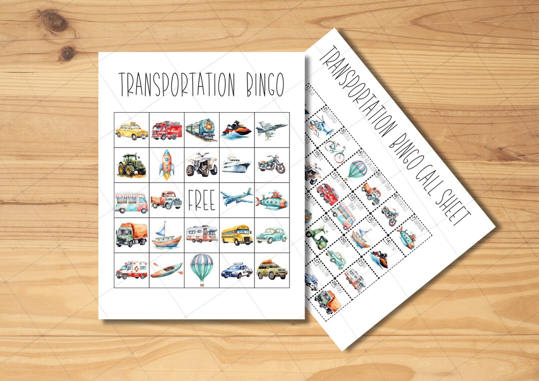 Transportation BINGO - Printable Bingo for Kids - Transportation Game ...