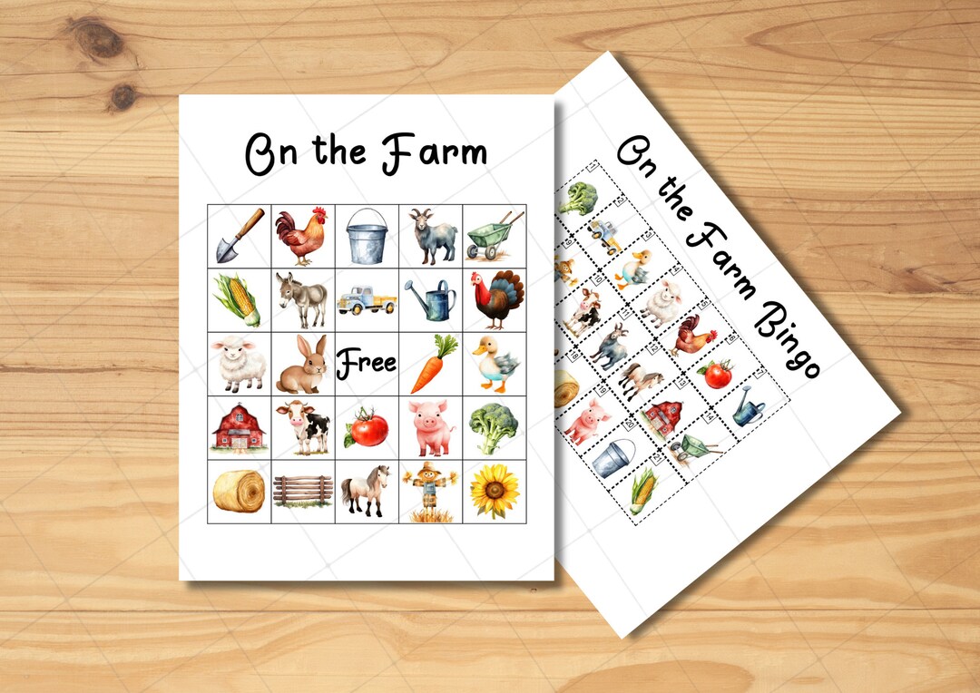 On the Farm BINGO - Printable Bingo for Kids - on the Farm Game and ...