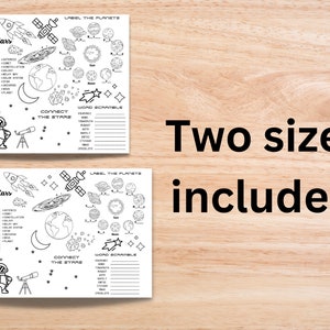 Space Placemat - Printable Coloring and Activity Sheet for Kids - Space ...