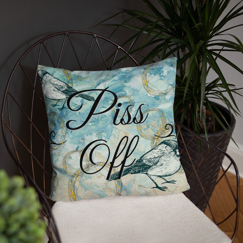 Teal Turquoise and Yellow Rude Birds Nest Abstract Throw Pillow - Etsy