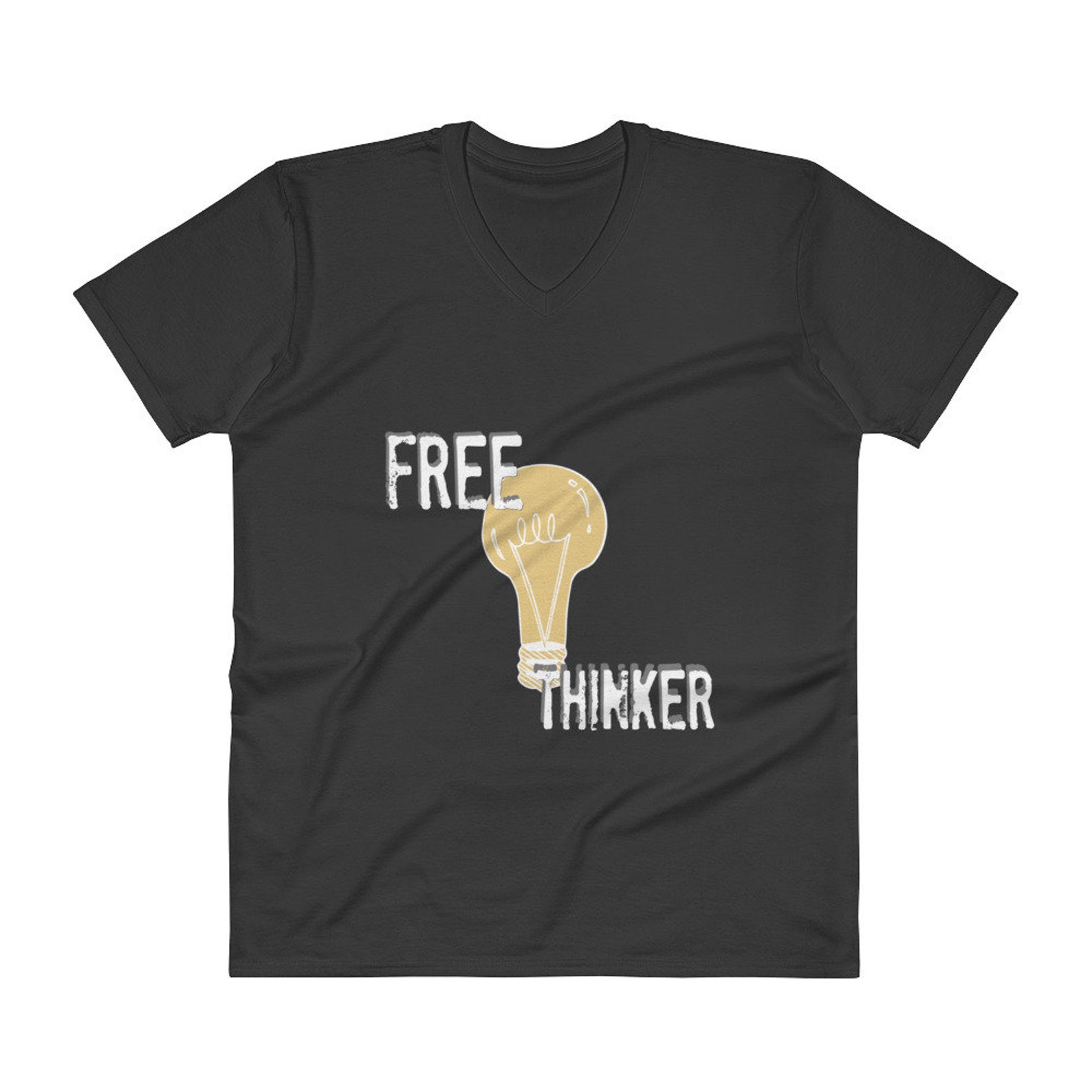 Free Thinker Vintage Light Bulb Graphic V-neck T-shirt Men's Apparel - Etsy