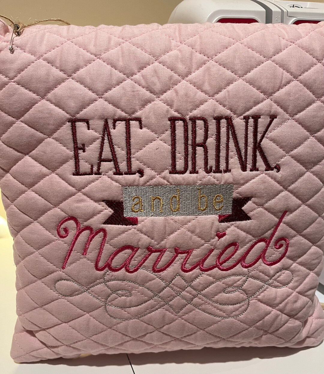 Light Pink Quilted Embroidered Pillow - Etsy