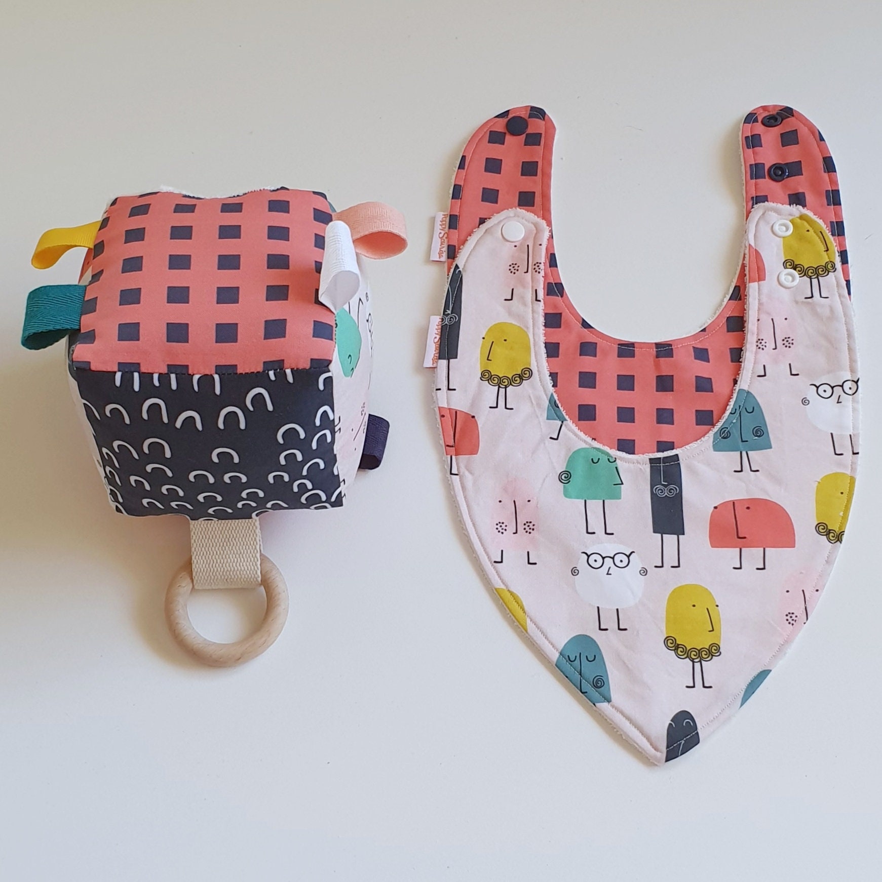 MR MEN Soft Sensory Cube Montessori Toy Rattle Sensory - Etsy