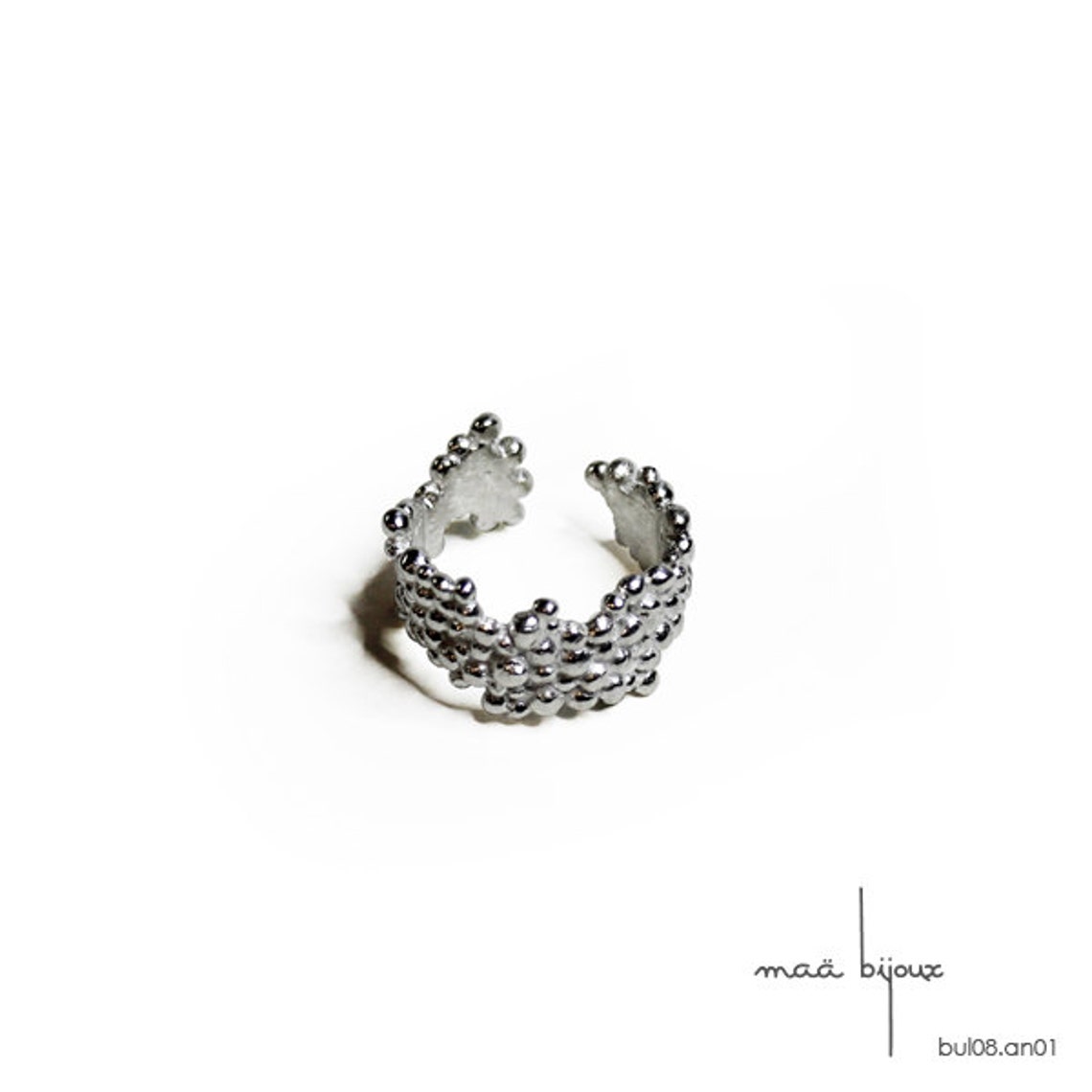 Adjustable Bubble Ring Made in Sterling Silver 925, Little Balls Band ...