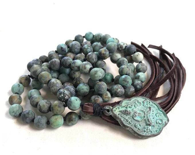 Mala for Growth African Turquoise Mala Beads Leather - Etsy
