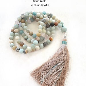 Mala for Calming Amazonite Mala Beads 108 Bead Mala Rose Quartz ...