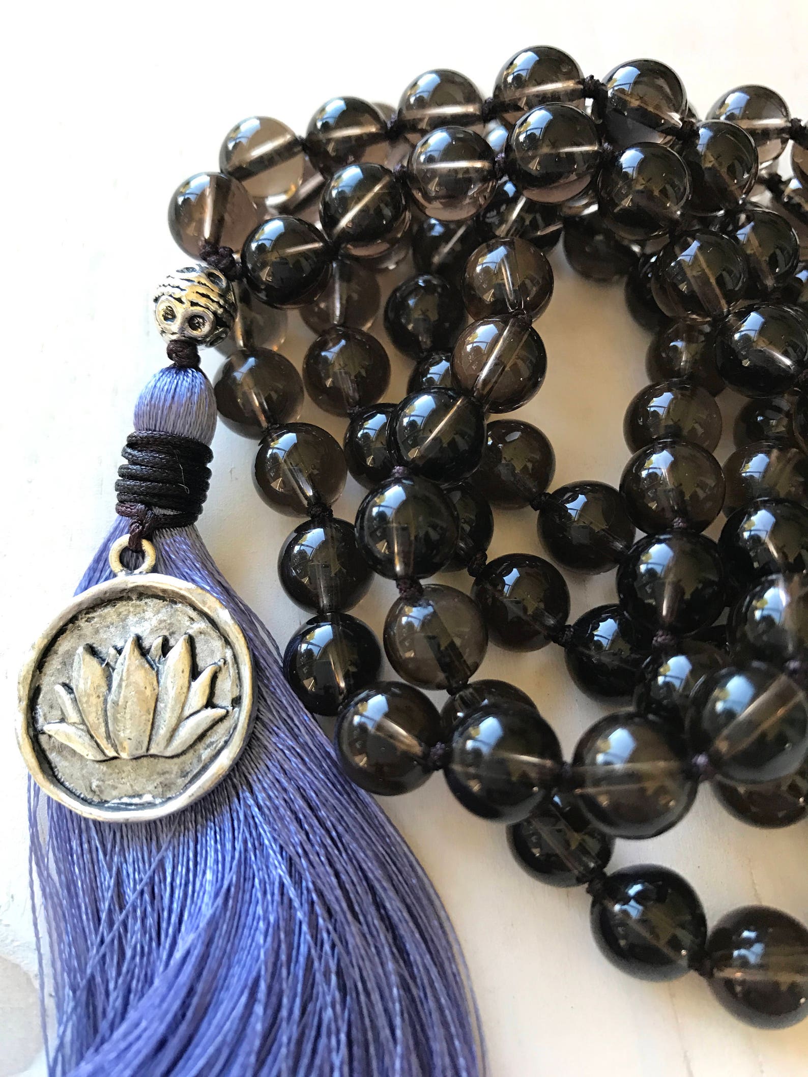 Elevate Your Mood Mala Beads - Smoky Quartz Mala Necklace - 108 Mala ...