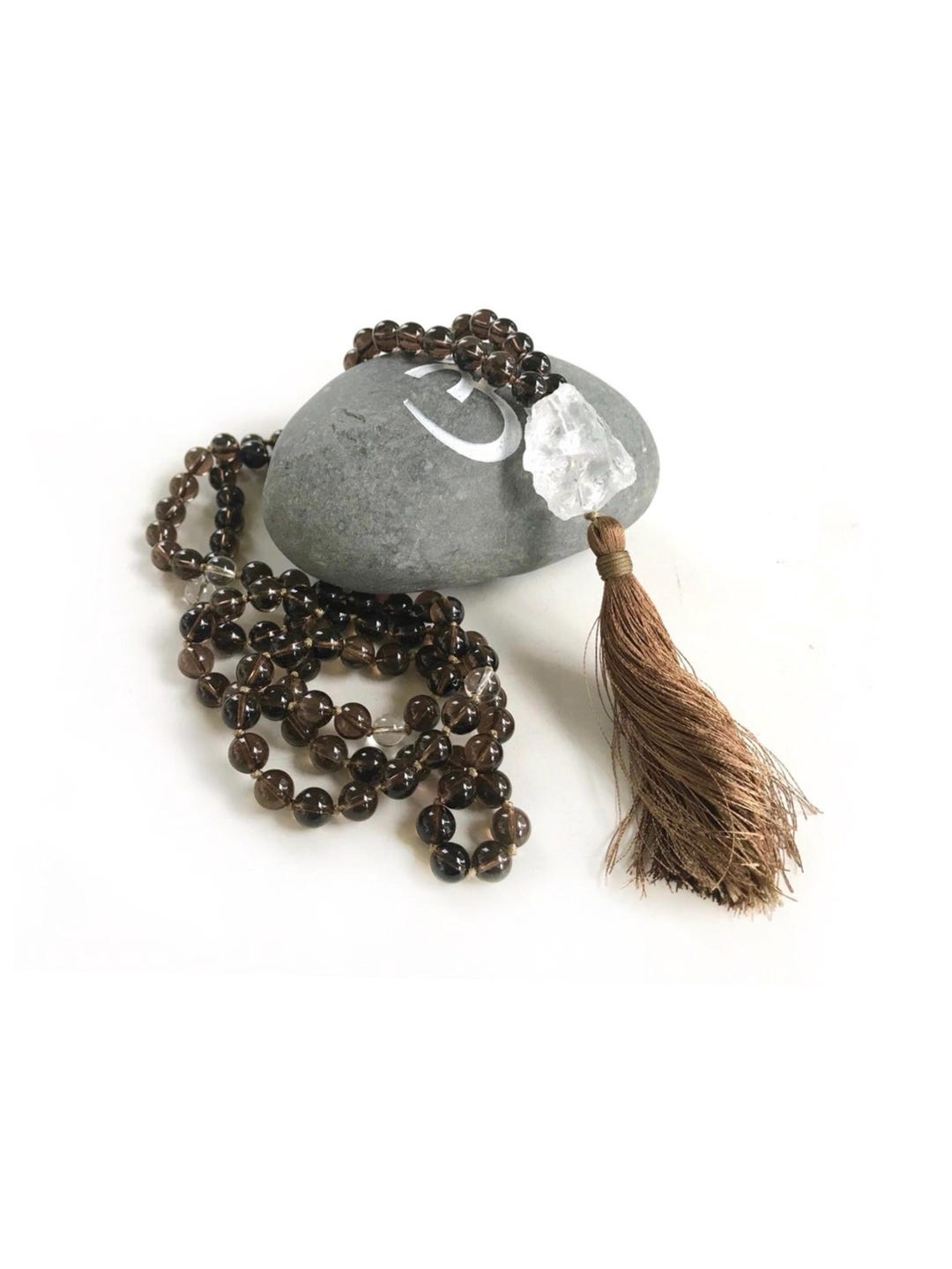 Mala for Negative Emotions, Smoky Quartz & Clear Quartz, Silk Tassel - Etsy