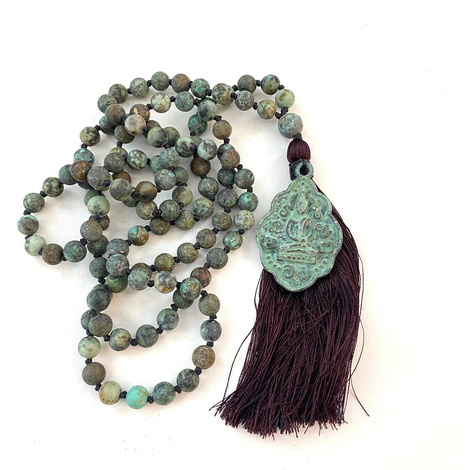 Mala for Growth African Turquoise Mala Beads Leather | Etsy