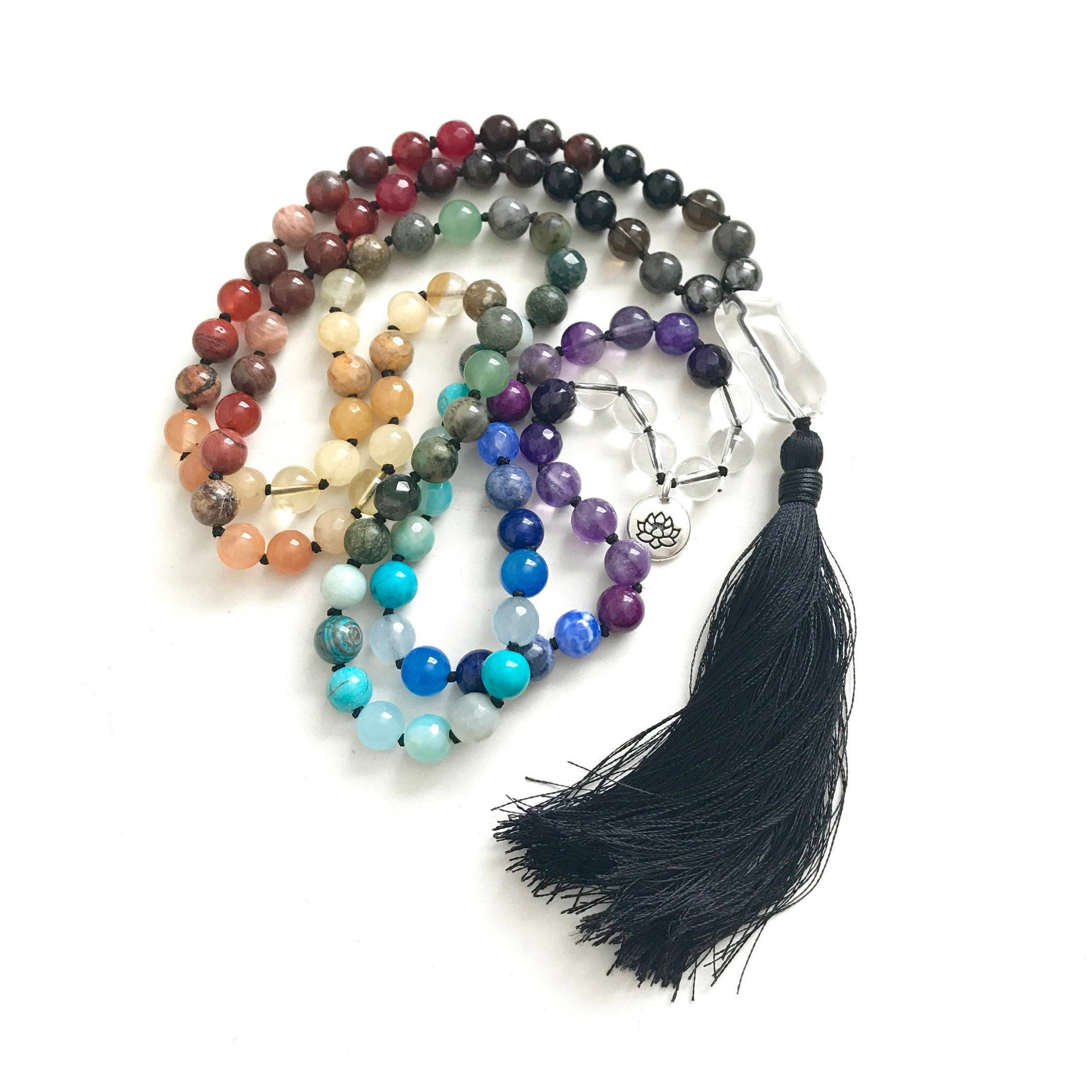 Balance The Chakras - Mala Beads - Chakra Healing Mala Necklace - 108 ...