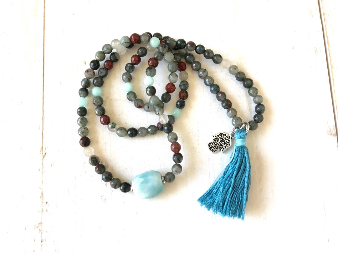 Wrist Wrap Mala - Bloodstone Mala Necklace - 108 Bead Stretch Mala ...