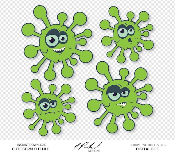 Cute Germ Digital Cut Files - Digital Files - Germ SVG - Virus DXF ...