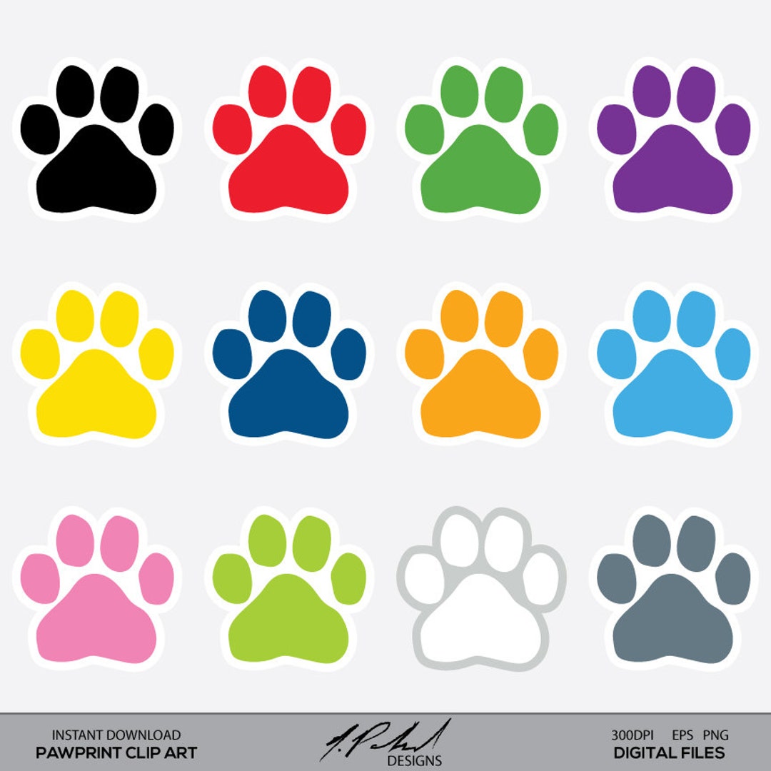 Paw Prints Digital Clip Art Paw Print Clipart Instant Download Pet Clip ...