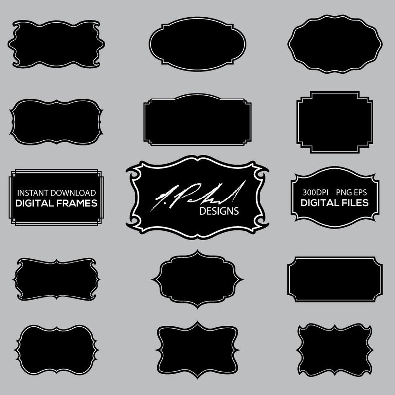 Black Frame Digital Clipart Set Frame Clip Art Instant | Etsy Canada