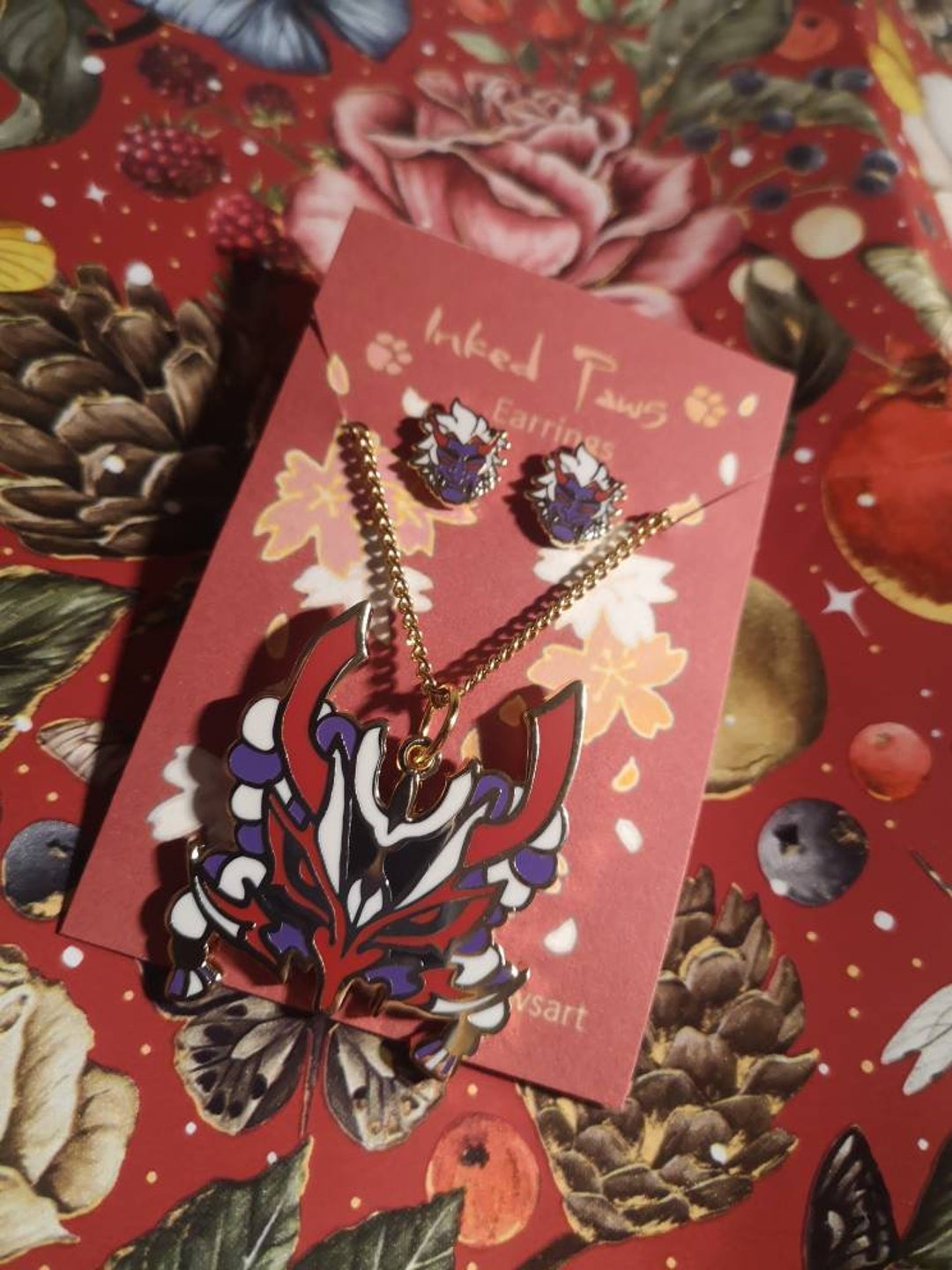 King of the Oni Necklace and Earring Set - Etsy